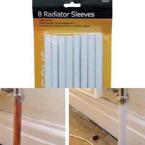 White Radiator Pipe Covers Sleeves Shrouds Snap Around Your Pipes 8 x ...