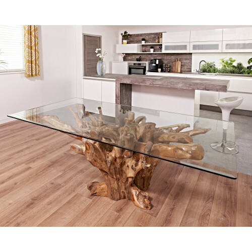 teak root rectangle dining table 8 seater on OnBuy
