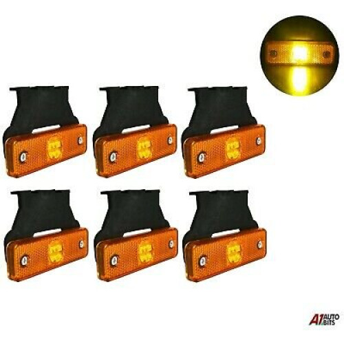 Six 24v 4 Led Side Marker Amber Lights Truck Man Daf Scania With ...