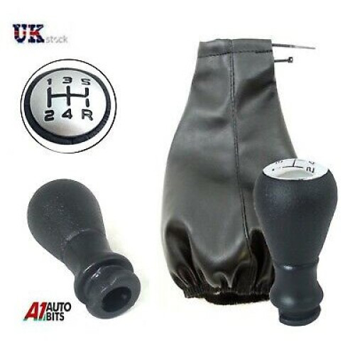 UNIVERSAL CAR 5 GEAR SHIFT KNOB BLACK PLASTIC SHIFTER LEVER STICK COVER ...