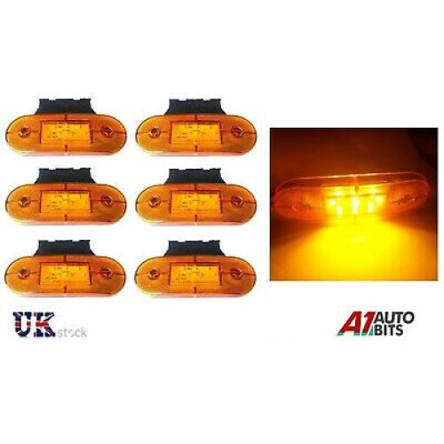 6X Orange Amber 24V 9 LED Side Marker Indicator Lights For Man Daf ...