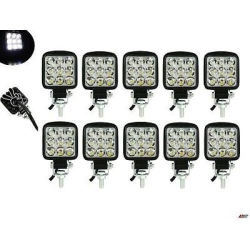 Set Of 10 Waterproof 27w 9 Led Spot Beam Mini Work Lights Lamps Offroad ...