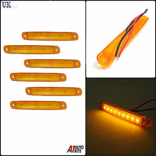 6X 12V LED ORANGE SIDE MARKER LIGHTS TRUCK LORRY TRAILER BUS VAN ...