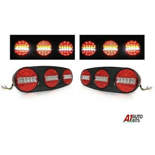 2x Led Round Rear Tail Lights Indicator Stop Trailer Truck Tipper Lorry ...