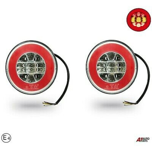 2x Neon Led Rear Tail Hamburger 3 Functions Lights Lamp Trailer Lorry ...