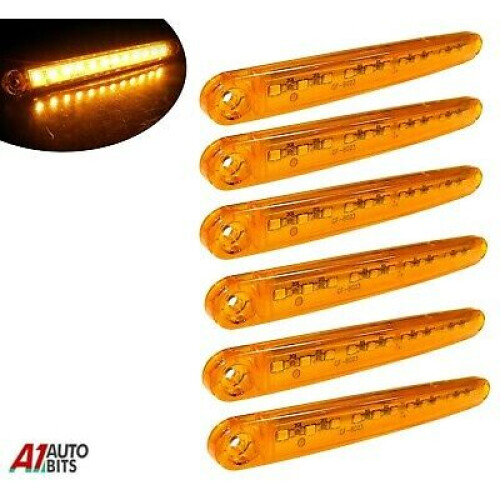 Pack Of 6 24v 12 Smd Led Orange Side Marker Lights Indicator Truck ...