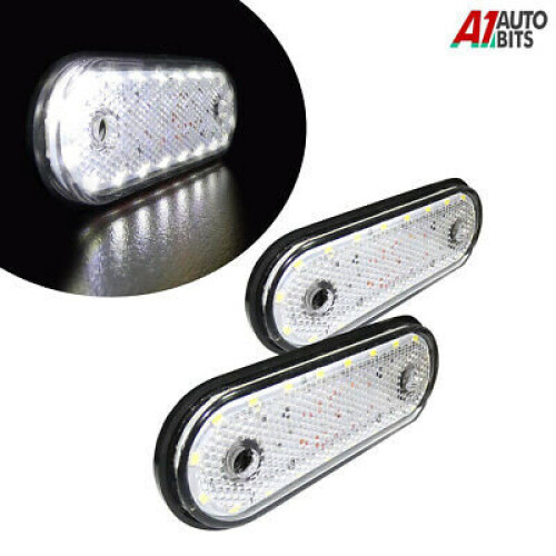 2x White 24v 20 Led Oval Front Side Marker Lights Lamps For Man Daf ...
