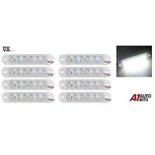 8X 12V 24V 6 SMD LED FRONT SIDE MARKER WHITE LIGHTS LAMPS TRAILER TRUCK ...
