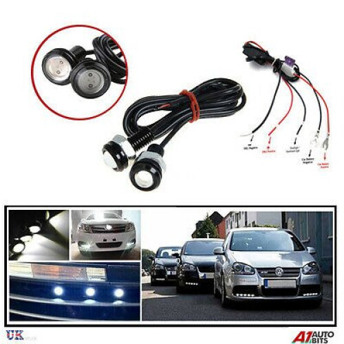 2X 10W WHITE LED EAGLE EYE DRL DAYTIME LIGHTS LAMPS & RELAY DIMMER ...