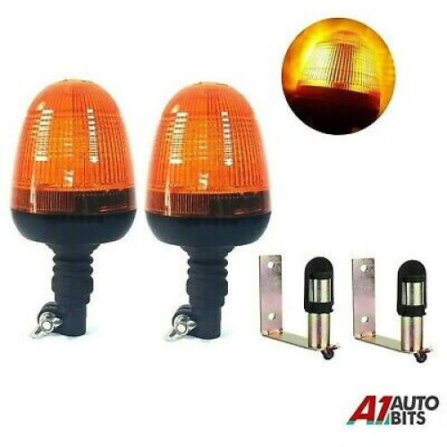 2x Flexi Din Spigot Pole Mount Led Flashing Orange Warning Beacon ...