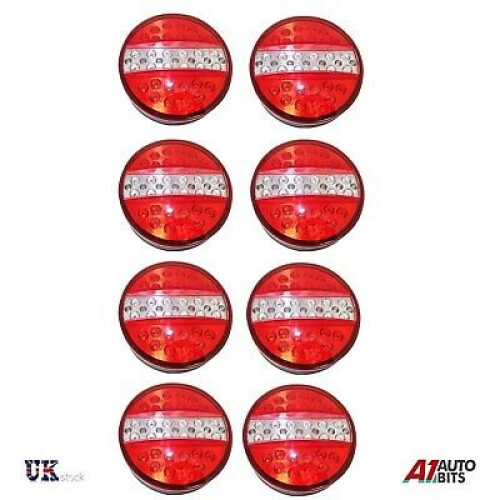 4 PAIRS 24 VOLT LED TAIL LIGHTS HAMBURGER REAR LAMPS LORRY TRAILER 4 ...