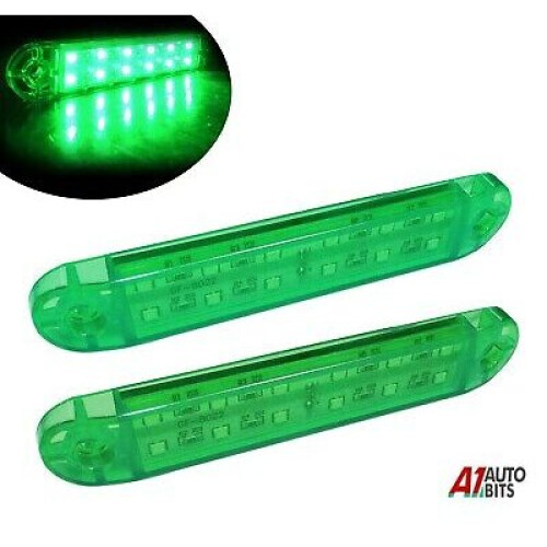 2x Green 12 Led Side Marker Lights Clearance Trailer Truck Position ...