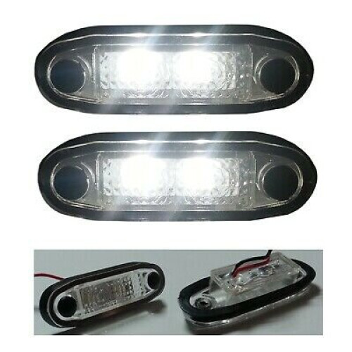 2x 2 Led Flush Fit White Marker Kelsa Bar Lights Lamps 12v For Trailer ...