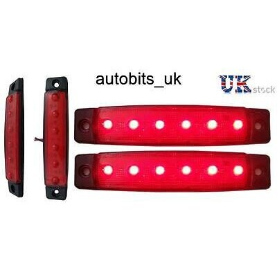 2 X 12V LED RED SIDE MARKER LIGHT LAMP INDICATOR TRUCK MAN DAF RENAULT ...