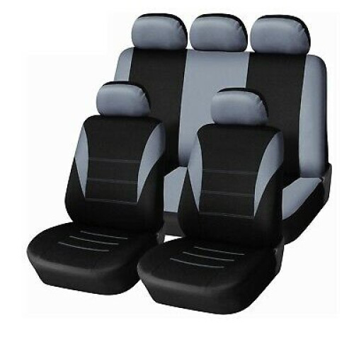 Mini Cooper Car Seat Covers Grey Black Light Fabric Full Set on OnBuy