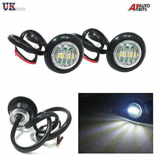2X WHITE MARKER SIDE 3 LED TRAILER TRUCK LORRY RECOVERY POSITION LIGHTS ...