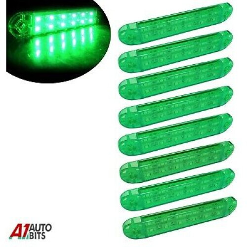 8x Green 12 Led Side Marker Lights Clearance Trailer Truck Position ...