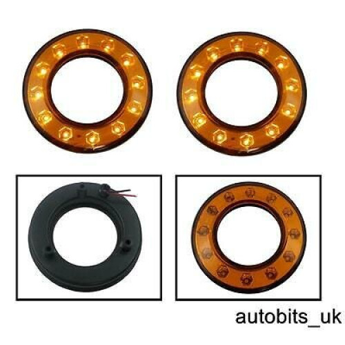2X LED REAR TAIL INDICATOR REPEATER AMBER LIGHTS LAMP OUTER RING 12V ...