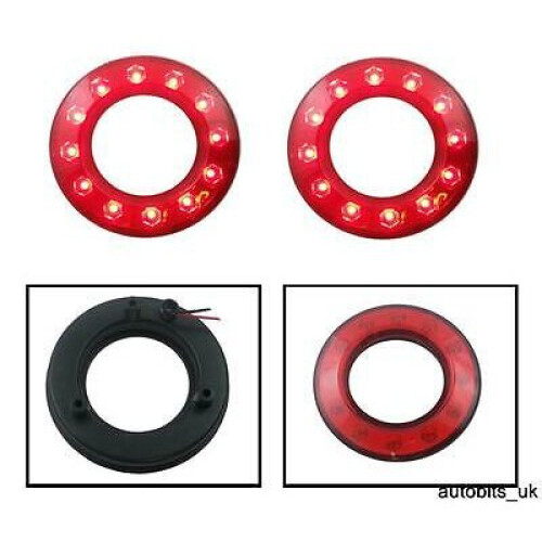 2X LED REAR TAIL RED STOP LIGHTS LAMP OUTER RING 24V VOLVO SCANIA DAF ...