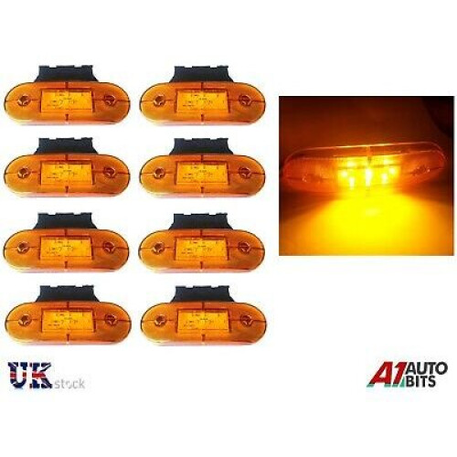 8X Orange Amber 24V 9 LED Side Marker Indicator Lights For Man Daf ...