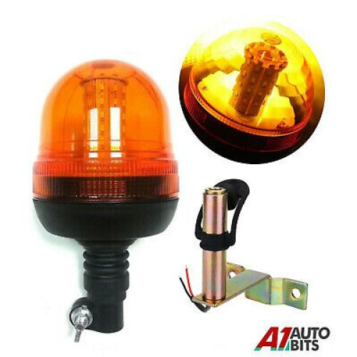 Rotating Flashing Amber Glasss Beacon Spigot Mount Tractor Warning ...