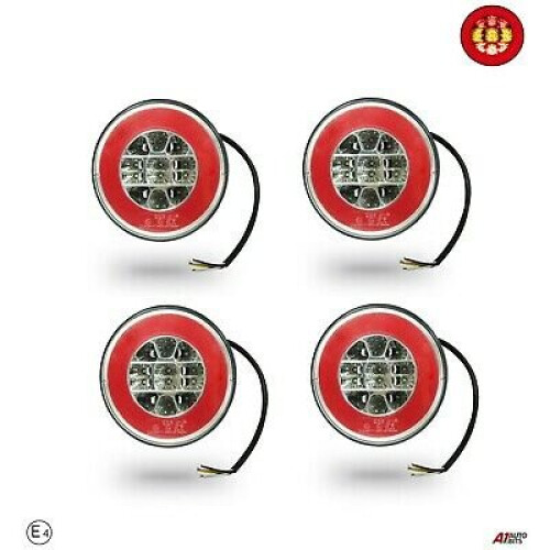 4x 12V 24V Led Rear Tail Brake Indicator Neon Round Lights Lamp Trailer ...