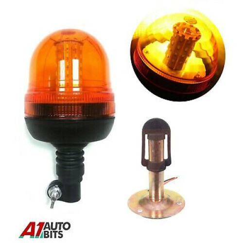 Rotate Safety Amber Beacon Din Pole Spigot Mount Tractor Warning Led ...