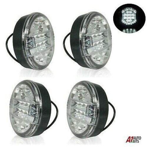 4x Slim Thin LED Rear Round Hamburger Reverse White Lights Tractor ...
