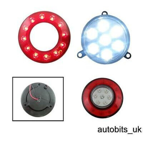 REAR TAIL STOP REVERSE RED WHITE SMD LED LIGHTS INNER OUTER RING 24V ...