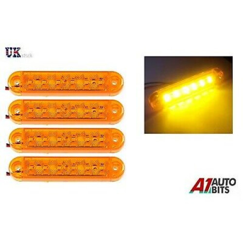 4X 12V 24V 6 SMD LED SIDE MARKER ORANGE LIGHTS TRAILER CARAVAN TRUCK ...