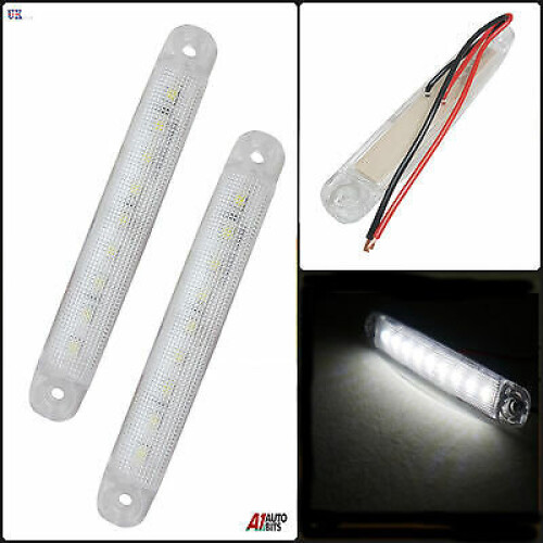2 X 12V SMD 9 LED WHITE SIDE MARKER LIGHTS POSITION TRUCK TRAILER LORRY ...
