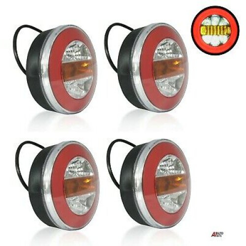 4x Led Neon Round Tail Hamburger Rear Combination Lights Indicator ...