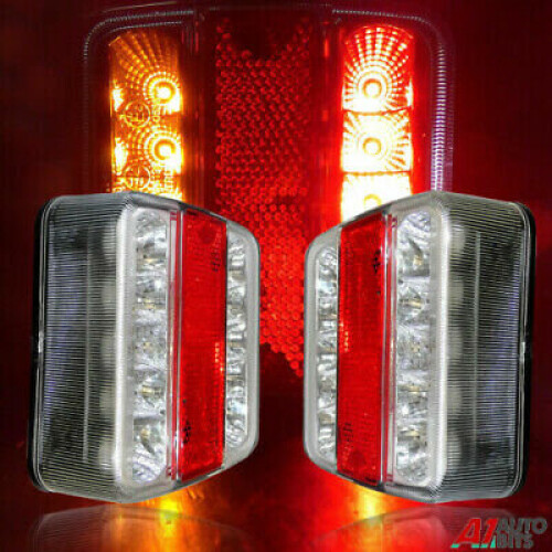 Two 12 Volt 14 Led Rear Light Cluster Trailer Van Trike 5 Function Easy ...