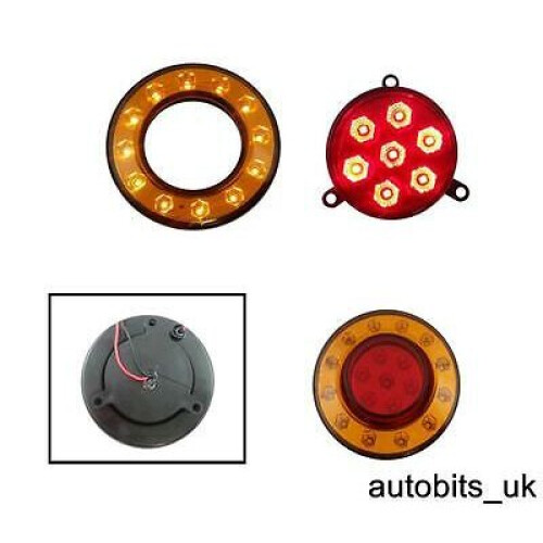REAR TAIL INDICATOR STOP AMBER RED SMD LED LIGHT INNER OUTER RING 12V ...