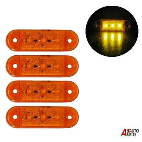 Four 3 Led Side Marker Lights Amber Indicators Van Car Cab Bus Lamps ...