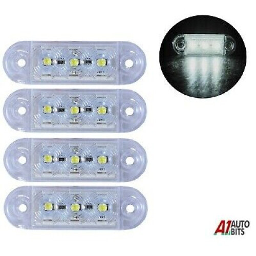 Four 3 White Led Side Front Marker Lights Van Car Cab Bus Lamps 12-24v ...