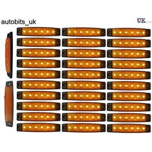 30 pcs Yellow 12V 6 LED Side Marker Indicators Lights Lamp DAF SCANIA ...