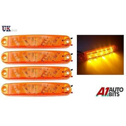 4X Led 12-24V Side Orange Amber Marker Lamps Light Indicator Truck ...