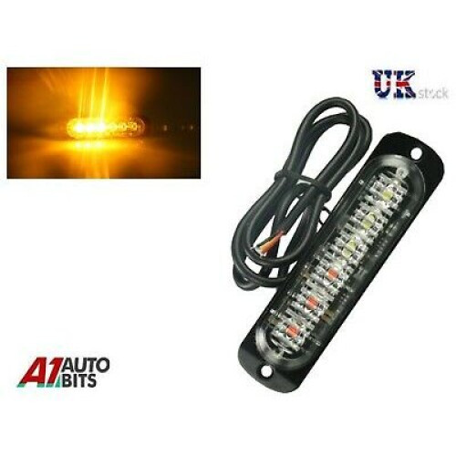 1x 12V 24V 6 LED Amber Strobe Flashing Recovery Lightbar Truck beacon ...
