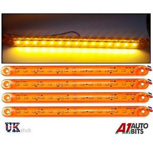 4X Orange Amber 24V 15 LED Side Marker Indicator Lights For Man Daf ...