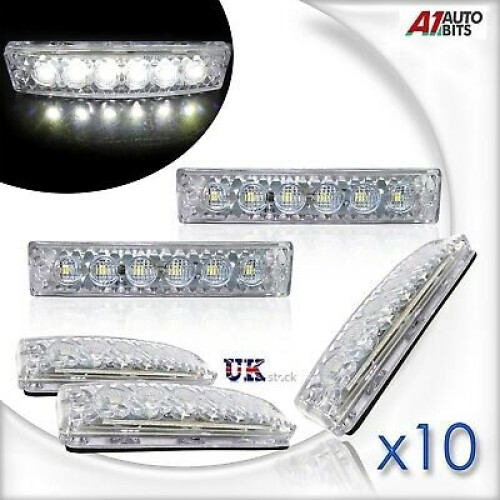 10 PCS 12V LED WHITE Side Marker Lights Lamp Truck Scania Iveco DAF MAN ...