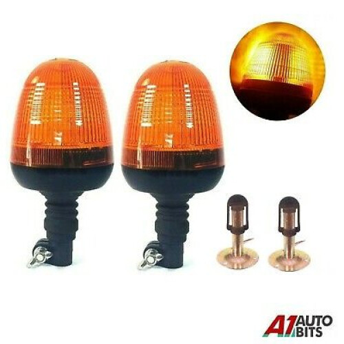 2X Flexi Din Spigot Pole Mount Led Safety Orange Warning Beacon Lights ...