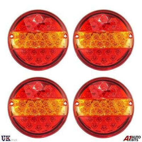 2 PAIRS 24 VOLT LED TAIL LIGHTS HAMBURGER REAR LAMPS TRUCK TRAILER ...