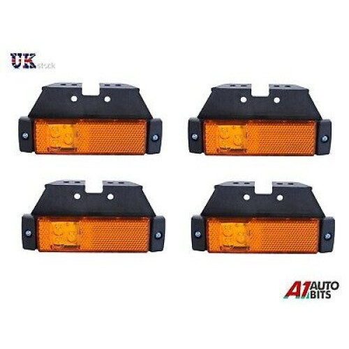 4 PCS 12V 24V 3 LED SIDE MARKER AMBER ORANGE LIGHTS LAMPS TRAILER ...
