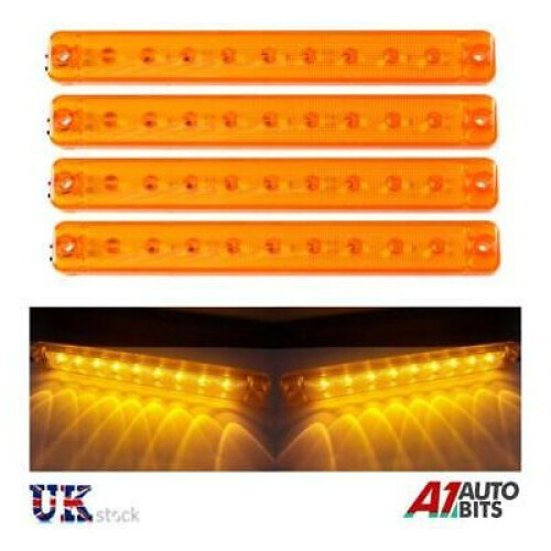 4X Led 24V Side Orange Amber Marker Lamps Light Indicator Truck Lorry ...