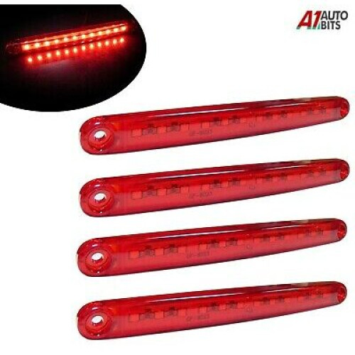 Four Long 6.3 24v Red Led Side Tail Position Marker Lights For Man Daf ...