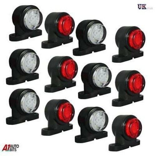 Set of 12 mini 12-24v led rubber stalk marker lights lorry truck ...
