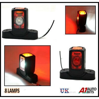 8 X 12V SIDE REAR LED MARKER LIGHTS LAMPS CHASSIS TRAILER TRUCK TRAILER ...