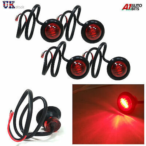 4 PCS 24V 3 LED SIDE REAR TAIL RED MARKER LIGHTS LAMPS TRUCK LORRY ...