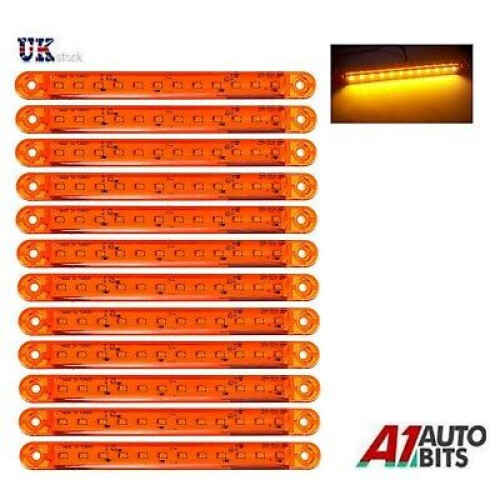 12X 12V 24V 12 SMD LED SIDE MARKER ORANGE LIGHTS LAMPS TRAILER TRUCK ...